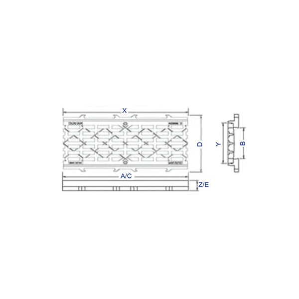 Ductile Bike Safe Trench Grate & Frame - Class G UN15G - Durham