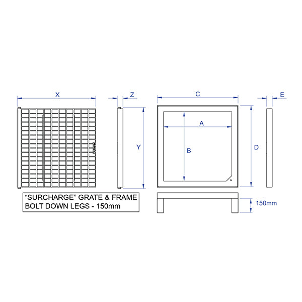 Galvanised Surcharge Grate & Frame MS96CL-B - Durham